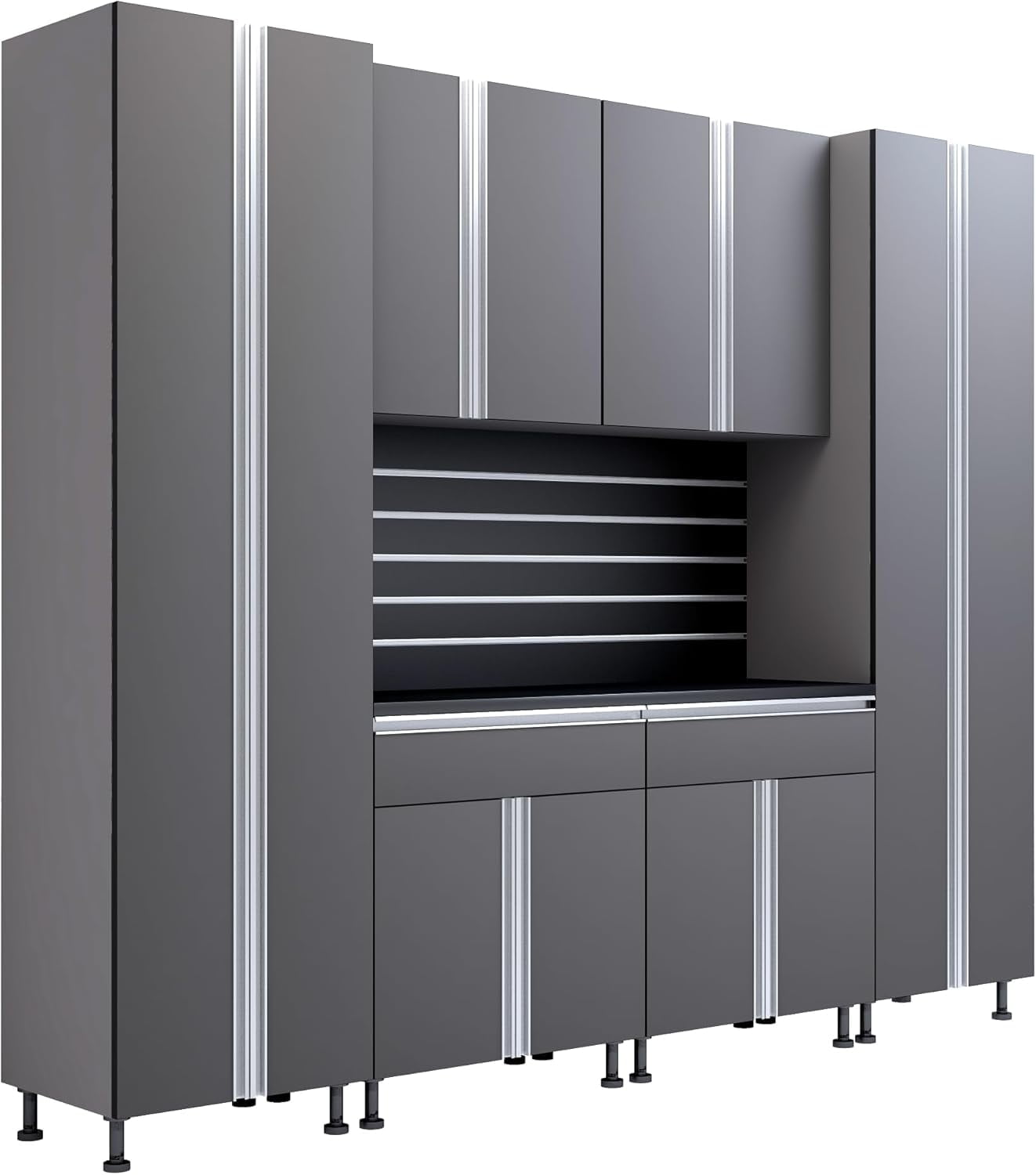 Premium Garage Cabinets 9' Storage Sets Solution with Adjustable Legs ...