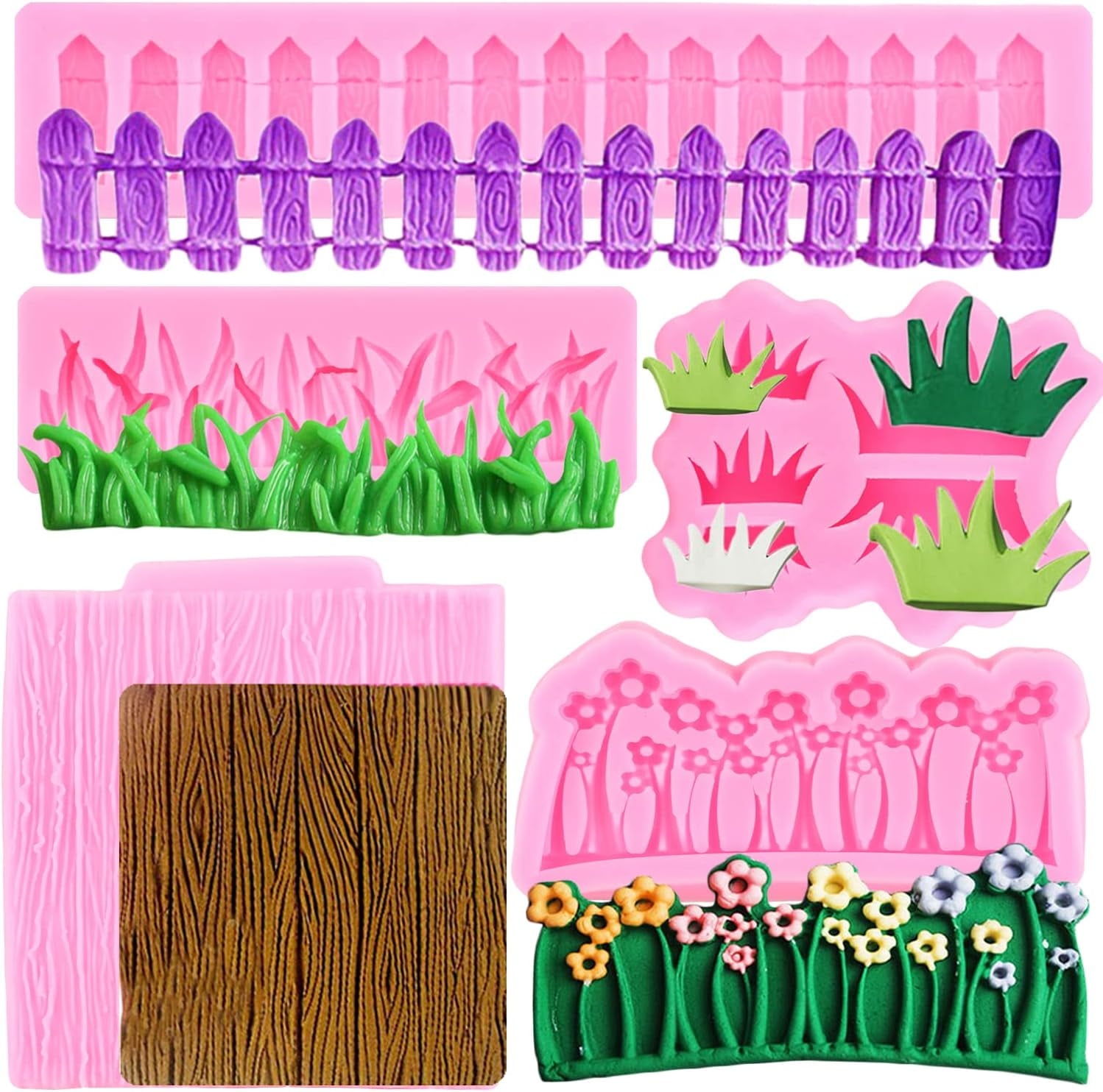 Premium Garden Picket Fence Silicone Mold Set - Flower Cake Decoration ...