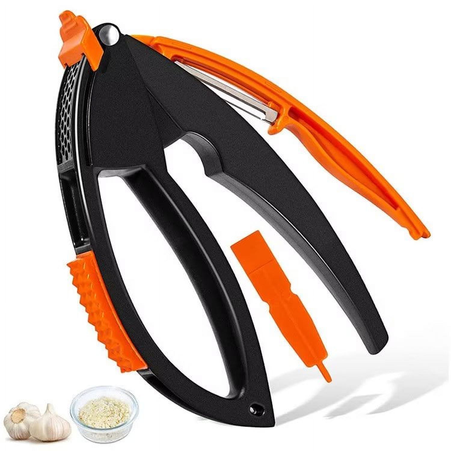 Premium Garlic Press with Peeler, Meat Hammer & Cleaning Brush ...