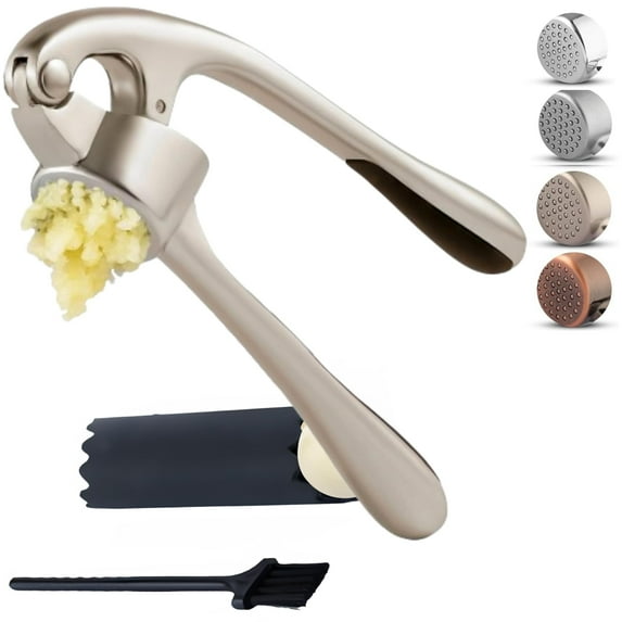 Premium Garlic Press Set - Easy to Squeeze Ergonomic Handle Garlic ...
