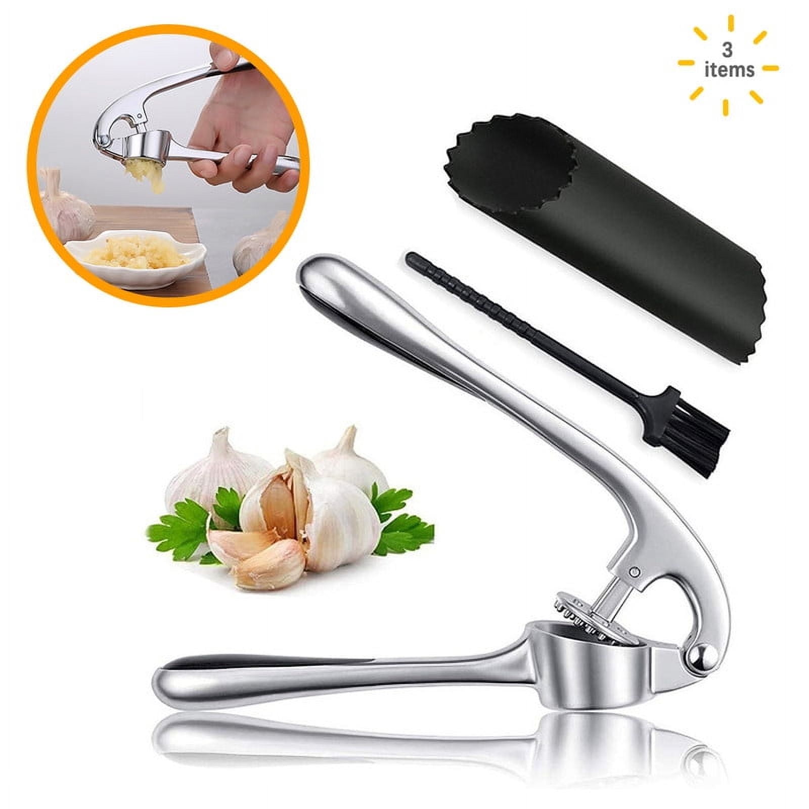 Premium Garlic Press Set - Stainless Steel Garlic Press, Rust-proof and ...