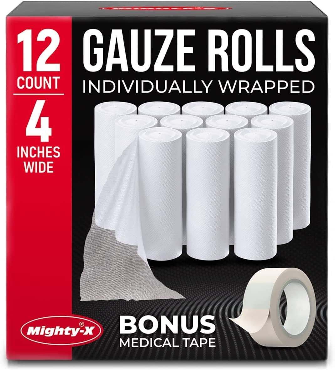 Premium Gauze Rolls - Pack of 12 - [Individually Wrapped] - 4” x 4.1 yd ...