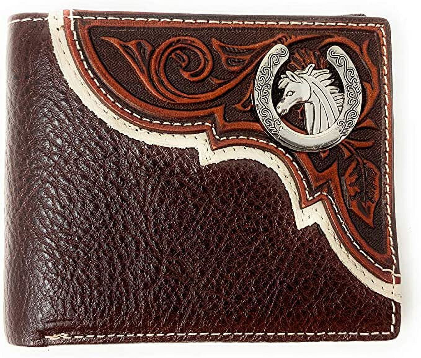 Premium Genuine Leather Tooled Men's Short Bifold Wallet, premium ...