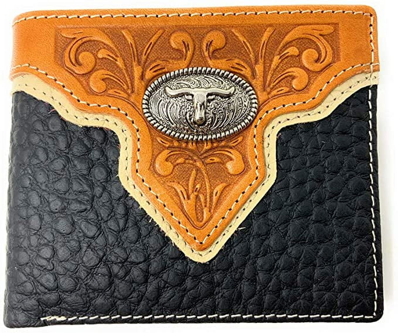 Premium Genuine Leather Tooled Men's Short Bifold Wallet, premium ...