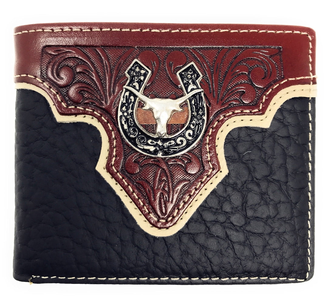 Premium Genuine Leather Tooled Men's Short Bifold Wallet, premium ...