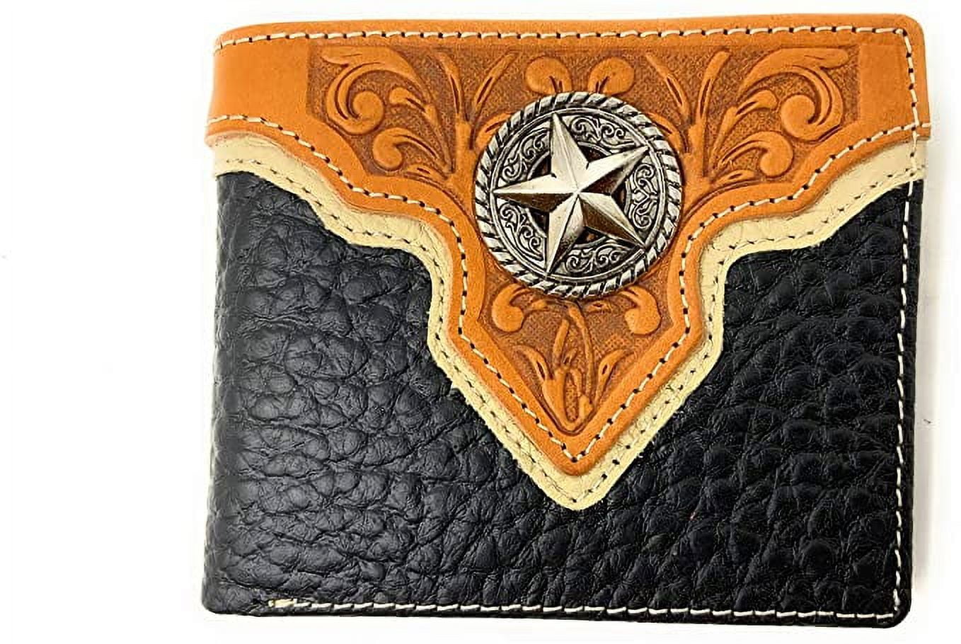 Premium Genuine Leather Tooled Men's Short Bifold Wallet, premium ...