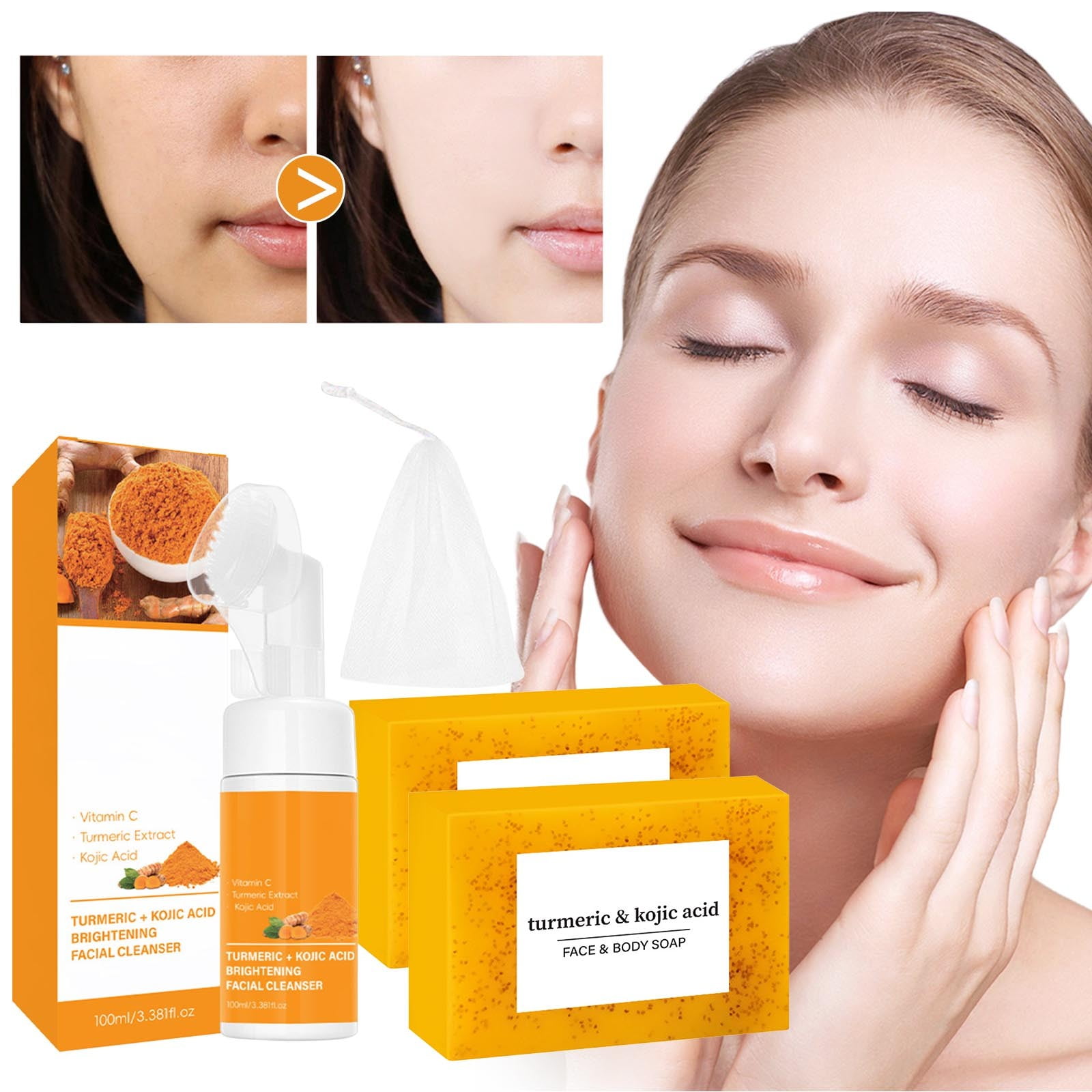 Premium Ginger-Infused Facial Cleansing Bar - 100g (3.38oz) with ...