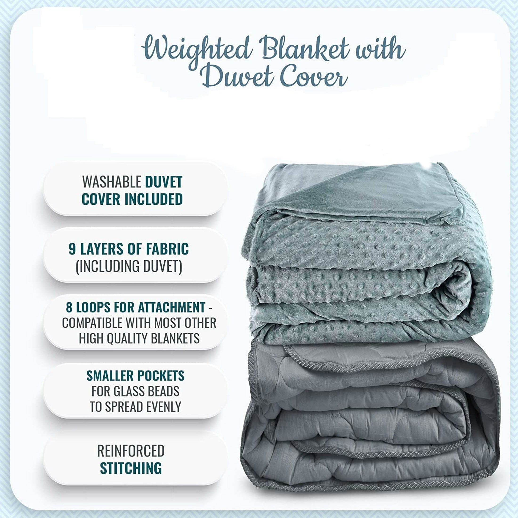 Premium Glass Beads 100% Cotton Weighted Blanket Adults Heavy Warm Cozy ...