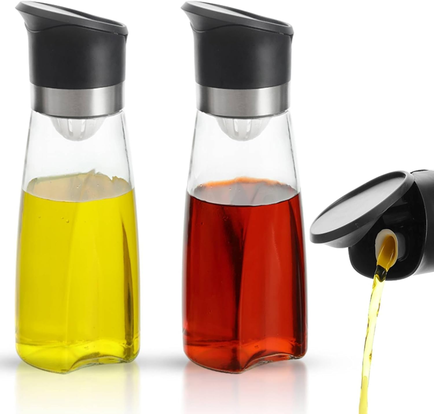 Premium Glass Olive Oil and Vinegar Dispenser Bottles Set, 2-Piece ...
