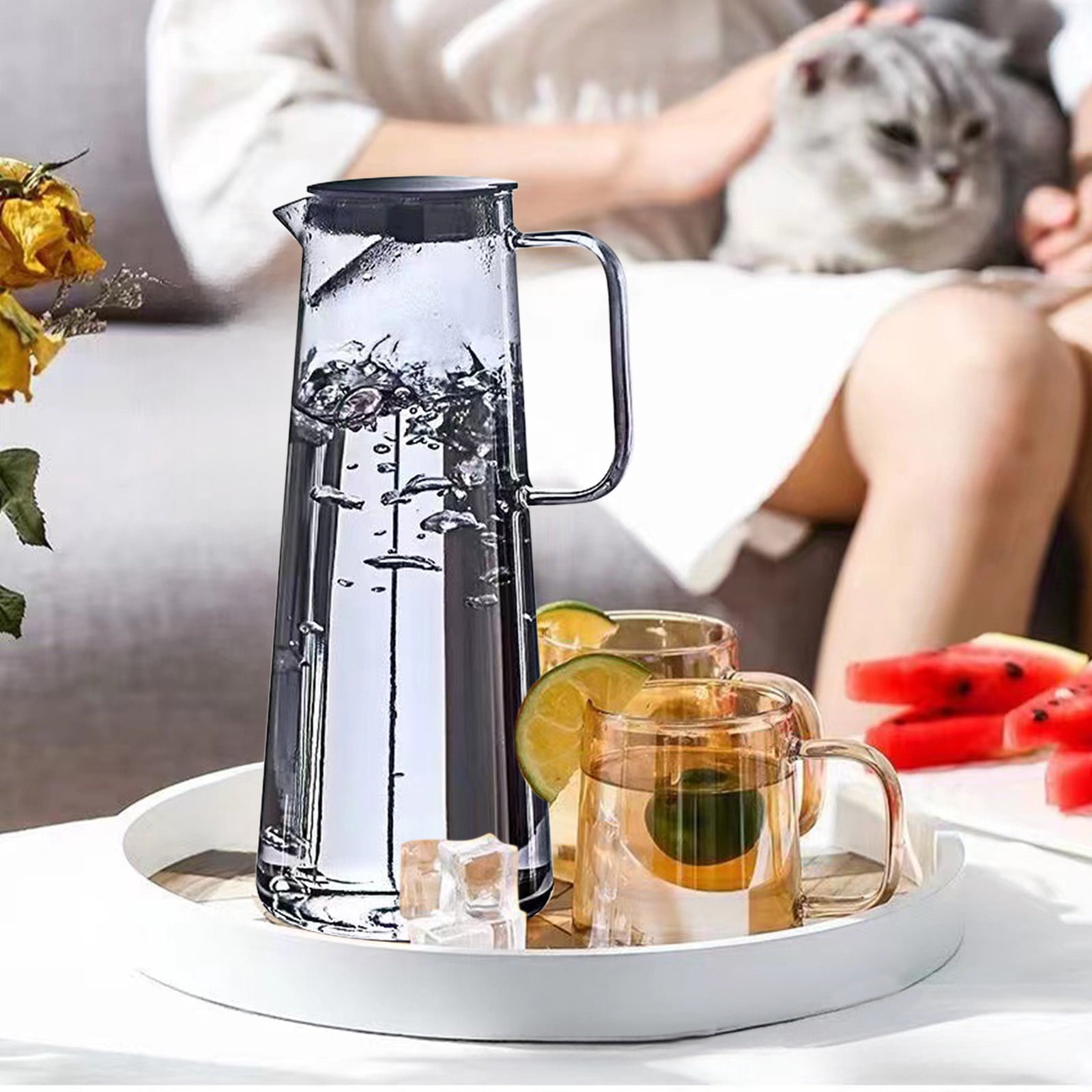 Premium Glass Pitcher for Iced Tea, Coffee & Infused Water - Food-Grade ...