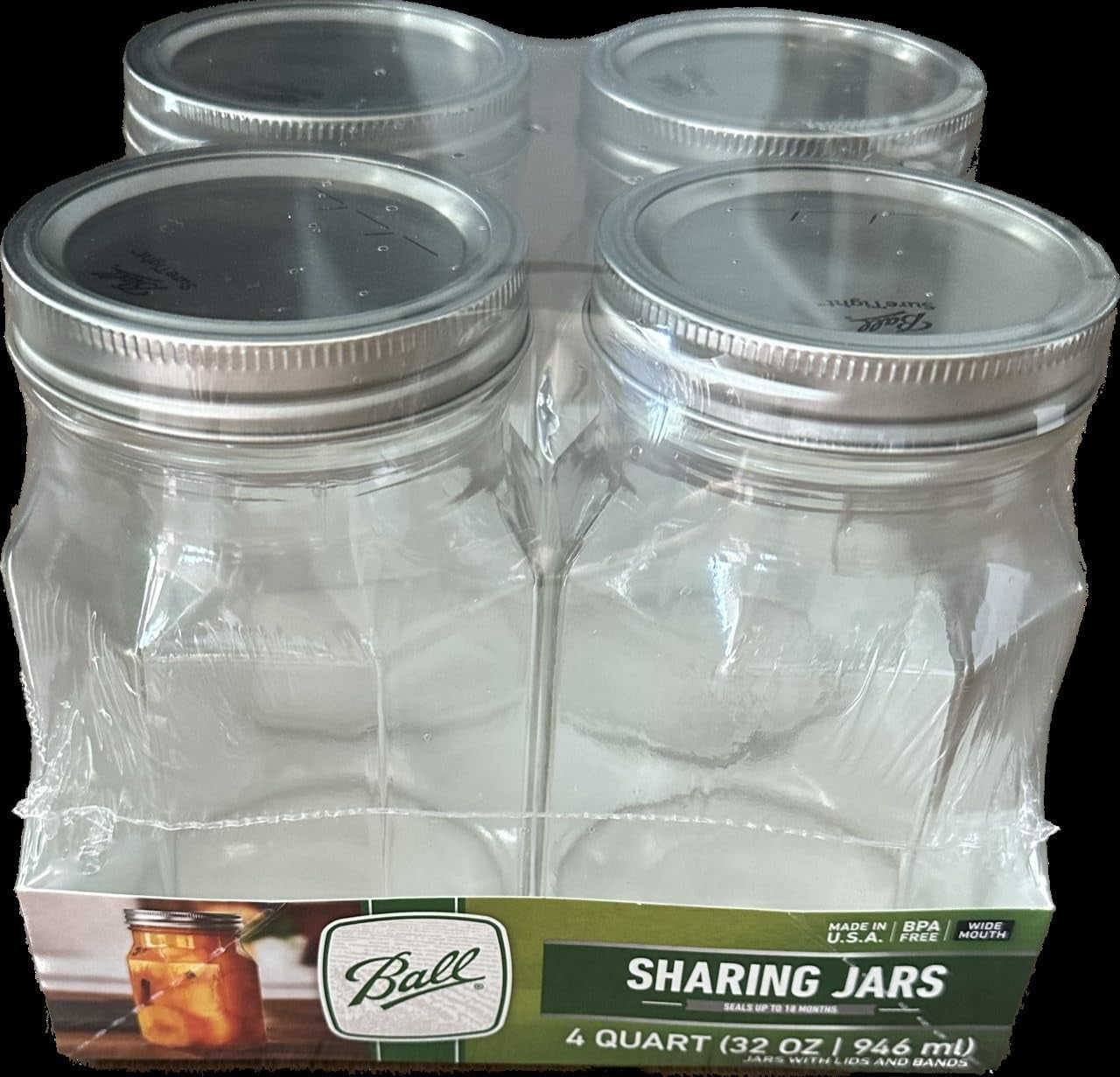 Premium Glass Sharing Jar, Wide Mouth, 32 oz, 4 Count - Walmart.com