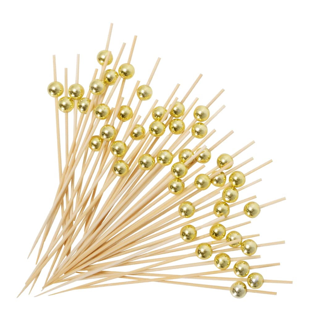 Premium Gold Appetizer Toothpicks, Bamboo Skewers for Cocktails ...