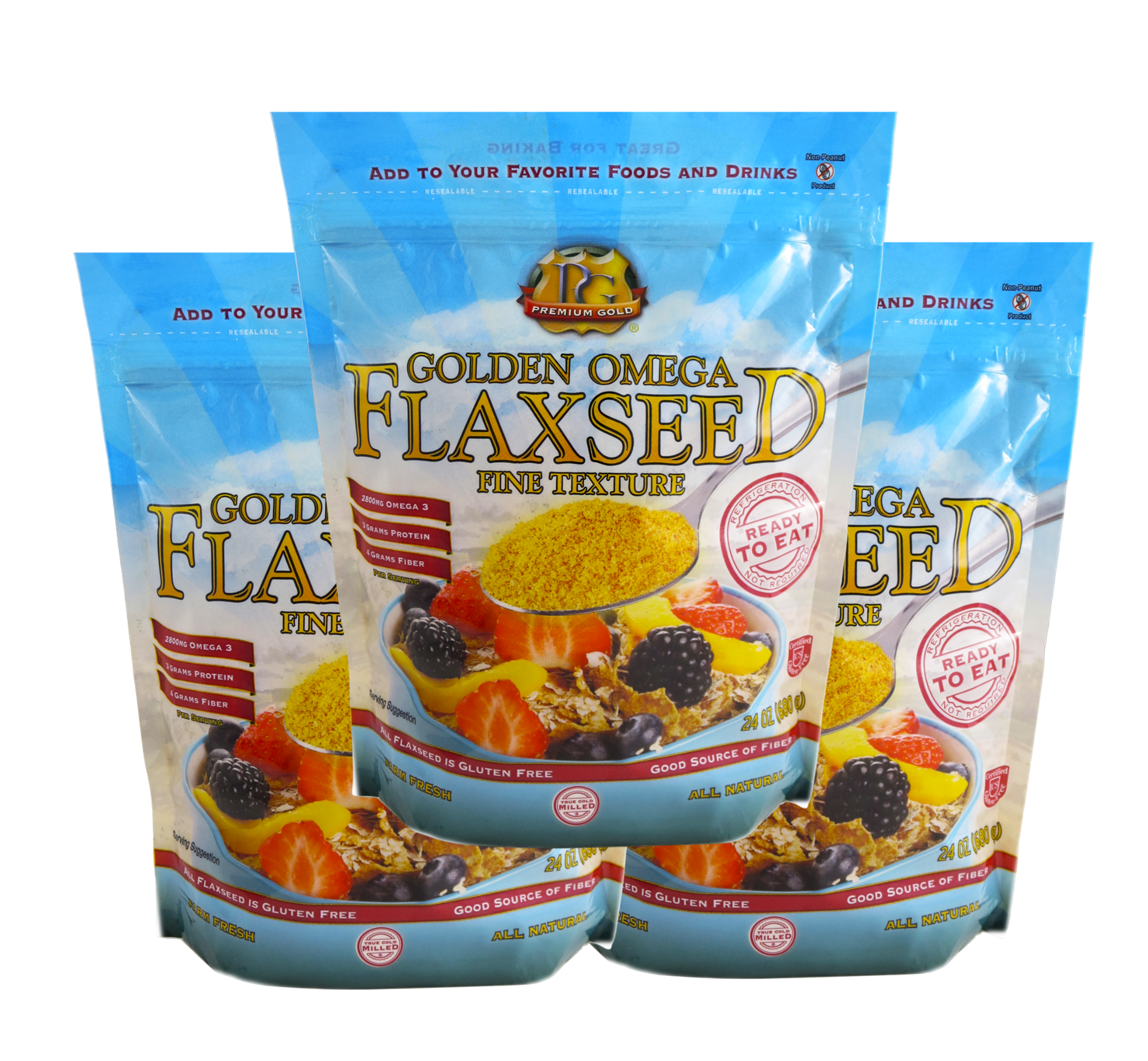 Premium Gold Finely Ground Golden Flaxseed 3 Pack - Walmart.com