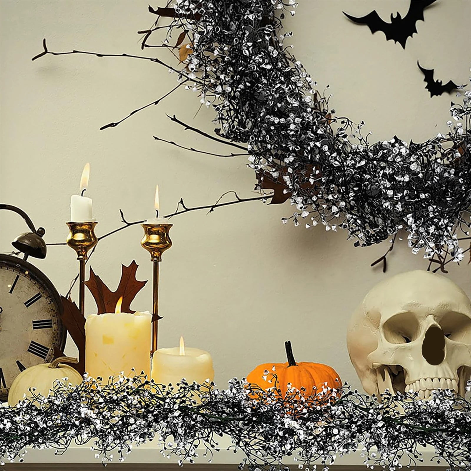 Premium Gothic Halloween Door Garland: Black Filigree Floral Design for ...