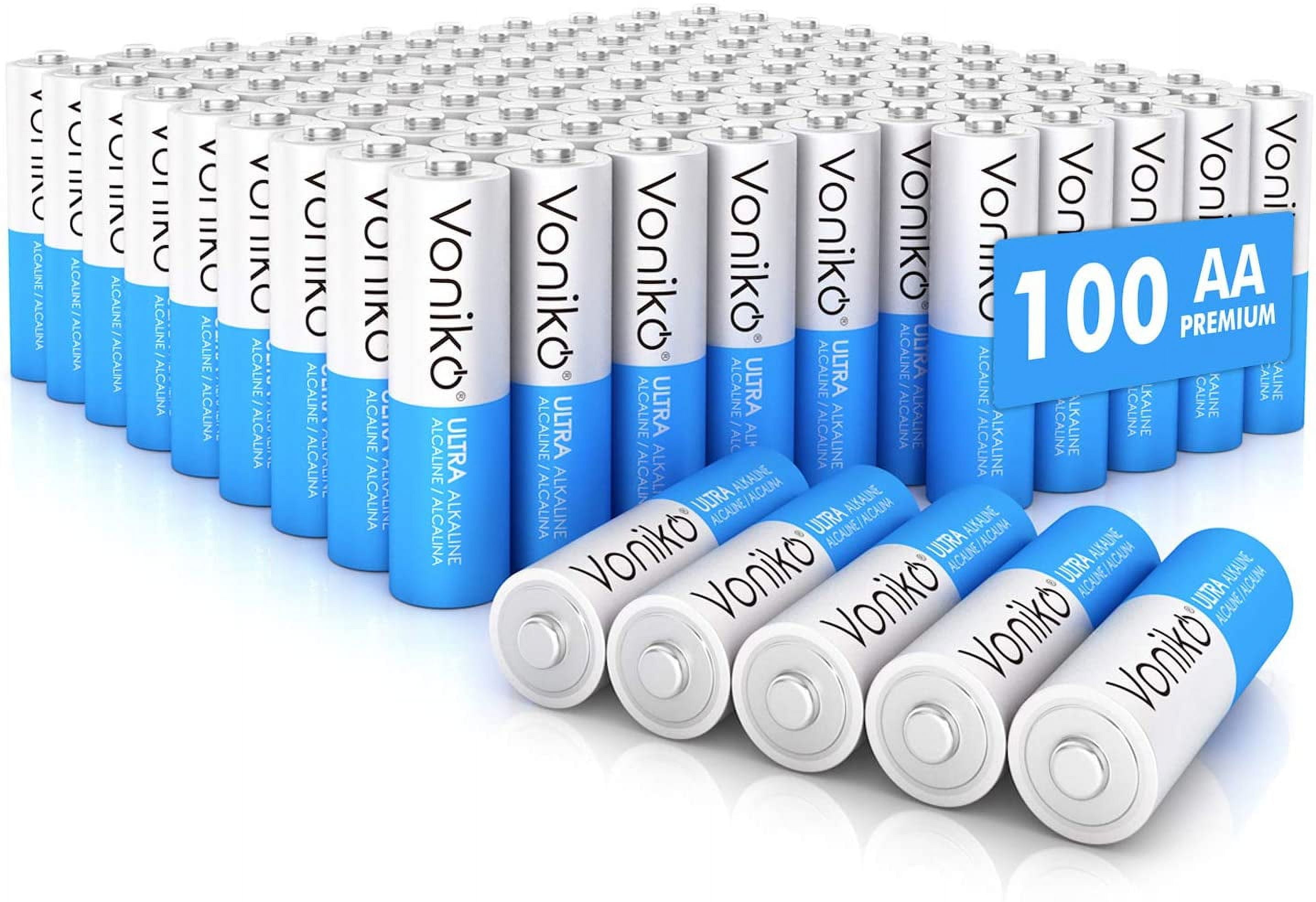 Premium Grade AA Batteries (100 Pack) Alkaline Double A Battery Ultra ...
