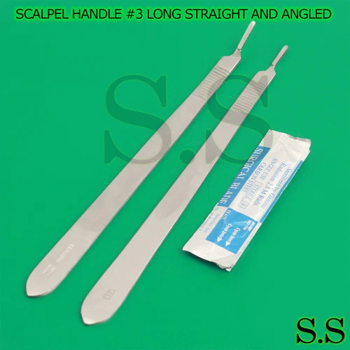 Premium Grade Scalpel Handle #3 Long Straight And Angled + 10 Each #10 ...