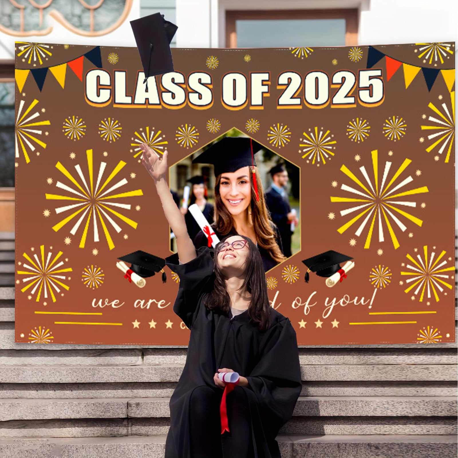 Premium Graduation Photo Backdrop with Stand Kit - Wrinkle-Resistant ...