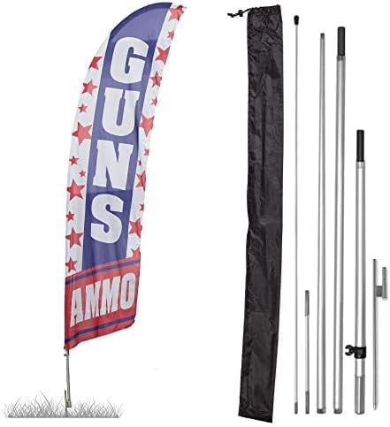 Premium Guns & Ammo Feather Flag – 13ft Gun Flag, Flagpole Kit with ...