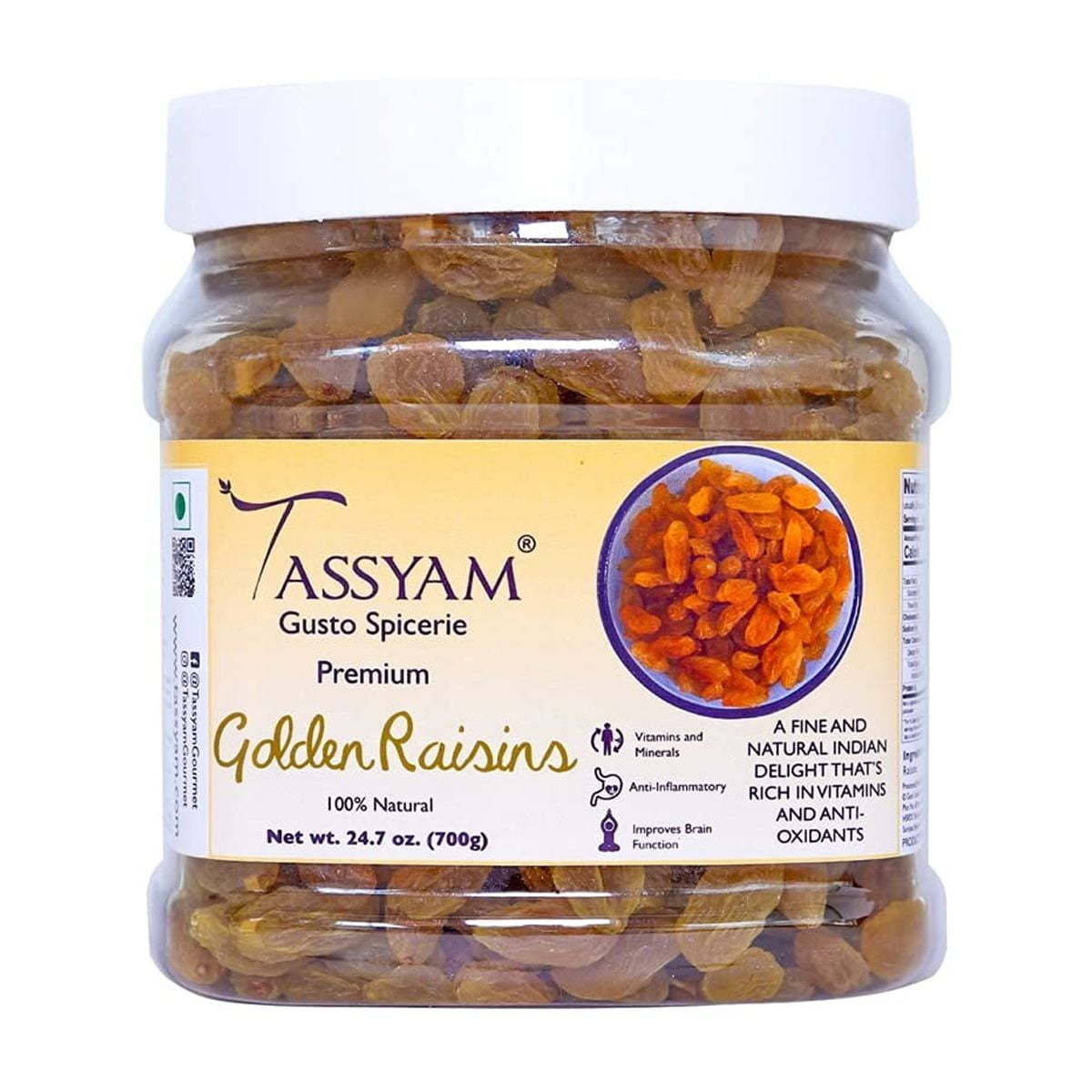 Premium Gusto Spicerie Golden Raisins By Tassyam 3.5kg, (700gm * Pack Of 5) | Rich In Vitamin ...