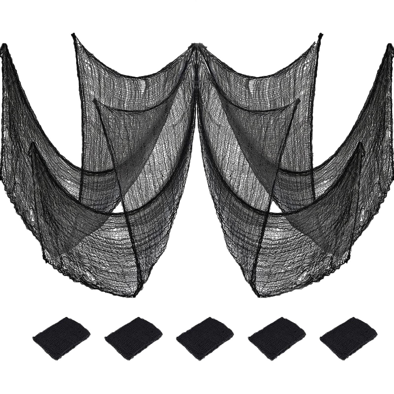 30x75 Inch Black Creepy Halloween Cloth Decor - Polyester Cotton Spider ...