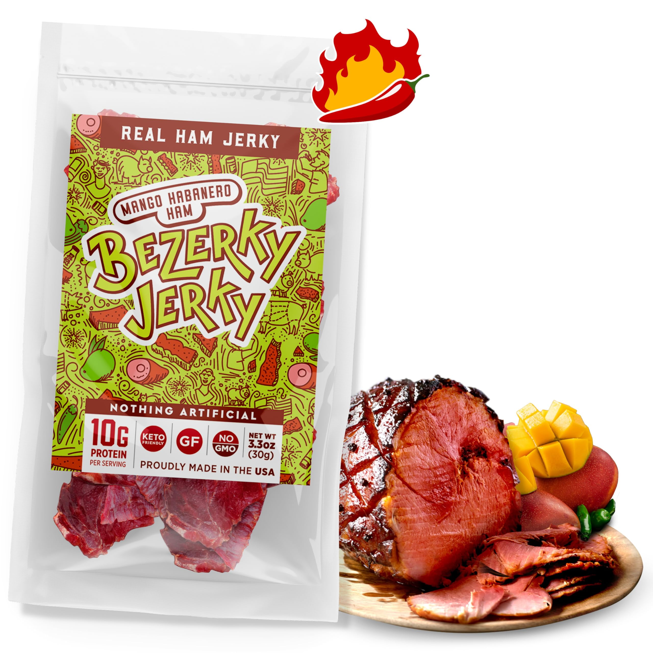 Premium Ham Jerky | AKF18 Spicy Mango Habanero | Small All Natural Food ...
