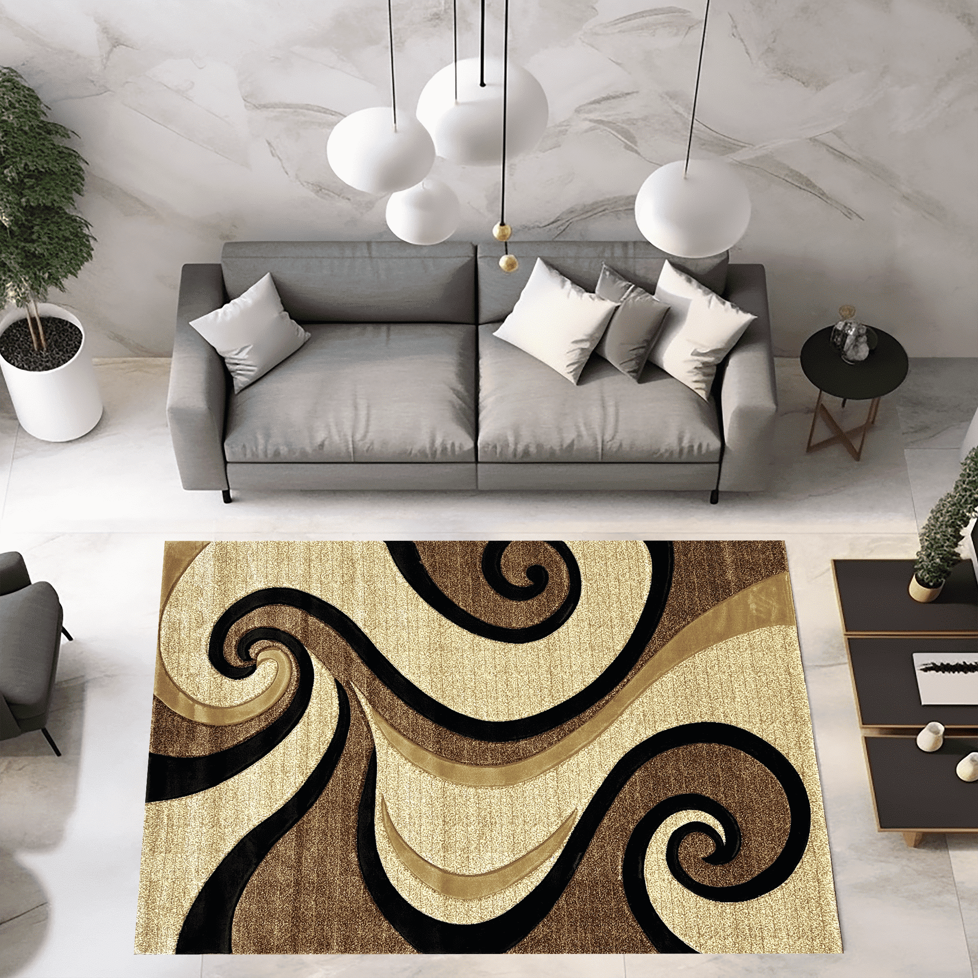 Premium Hand Carved Abstract Modern Rug Contemporary Colorful Thick ...