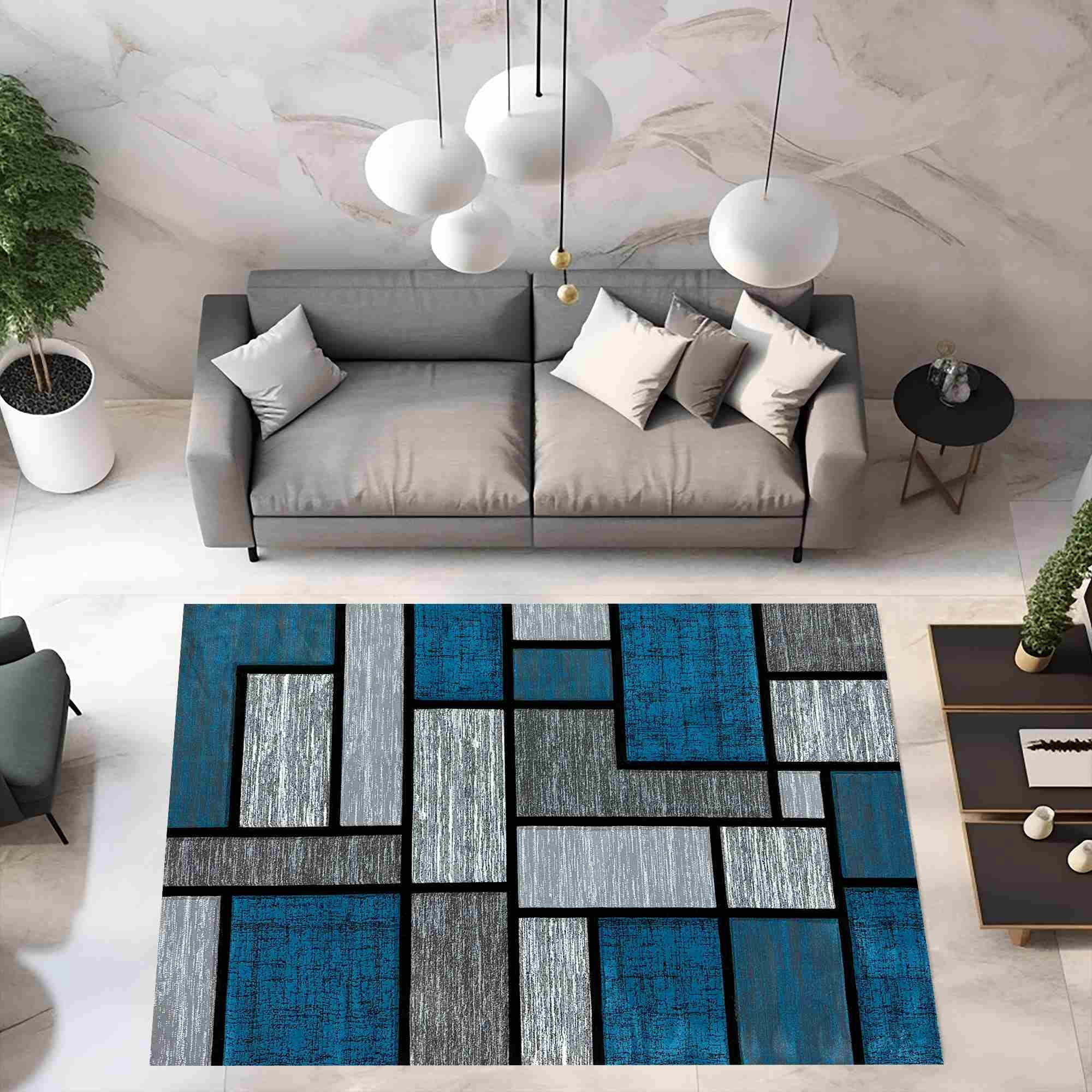 Premium Hand Carved Abstract Modern Rug Contemporary Colorful Thick ...