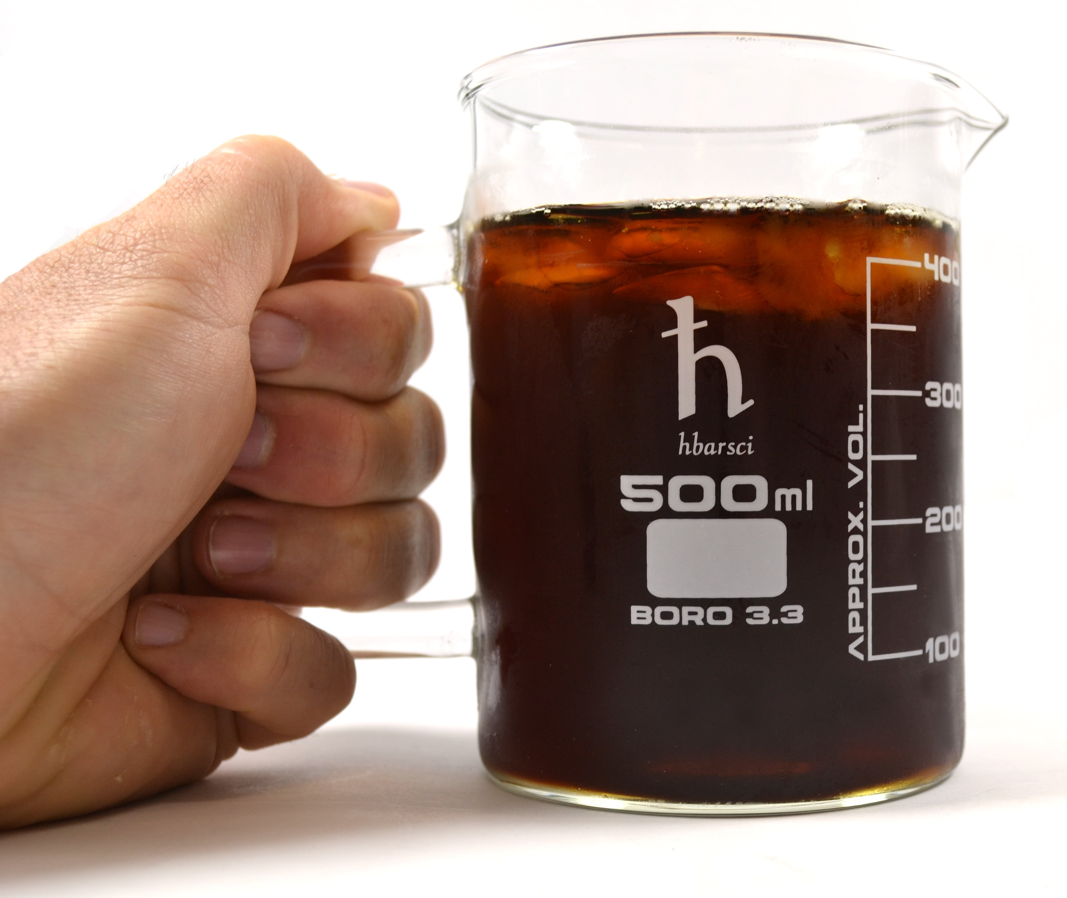 Premium Hand Crafted Beaker Mug, Thick Borosilicate Glass, 16.9oz ...