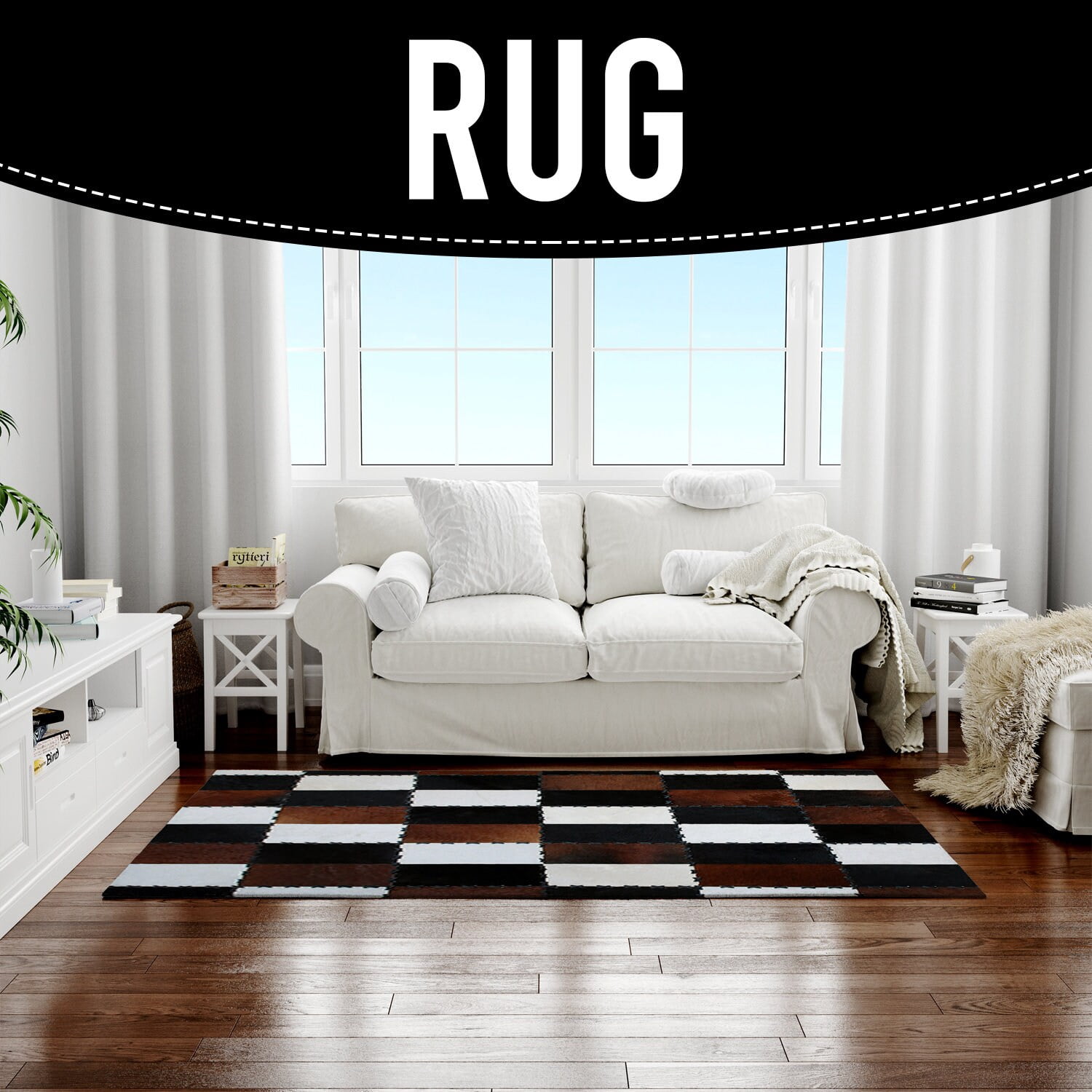 Premium Handmade Natural Cowhide Rug Genuine Cow Skin Home DÃ©cor Area ...