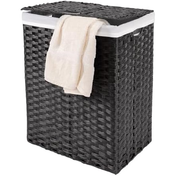 Premium Handwoven Portable Laundry Bin Basket with Carrying Handles ...