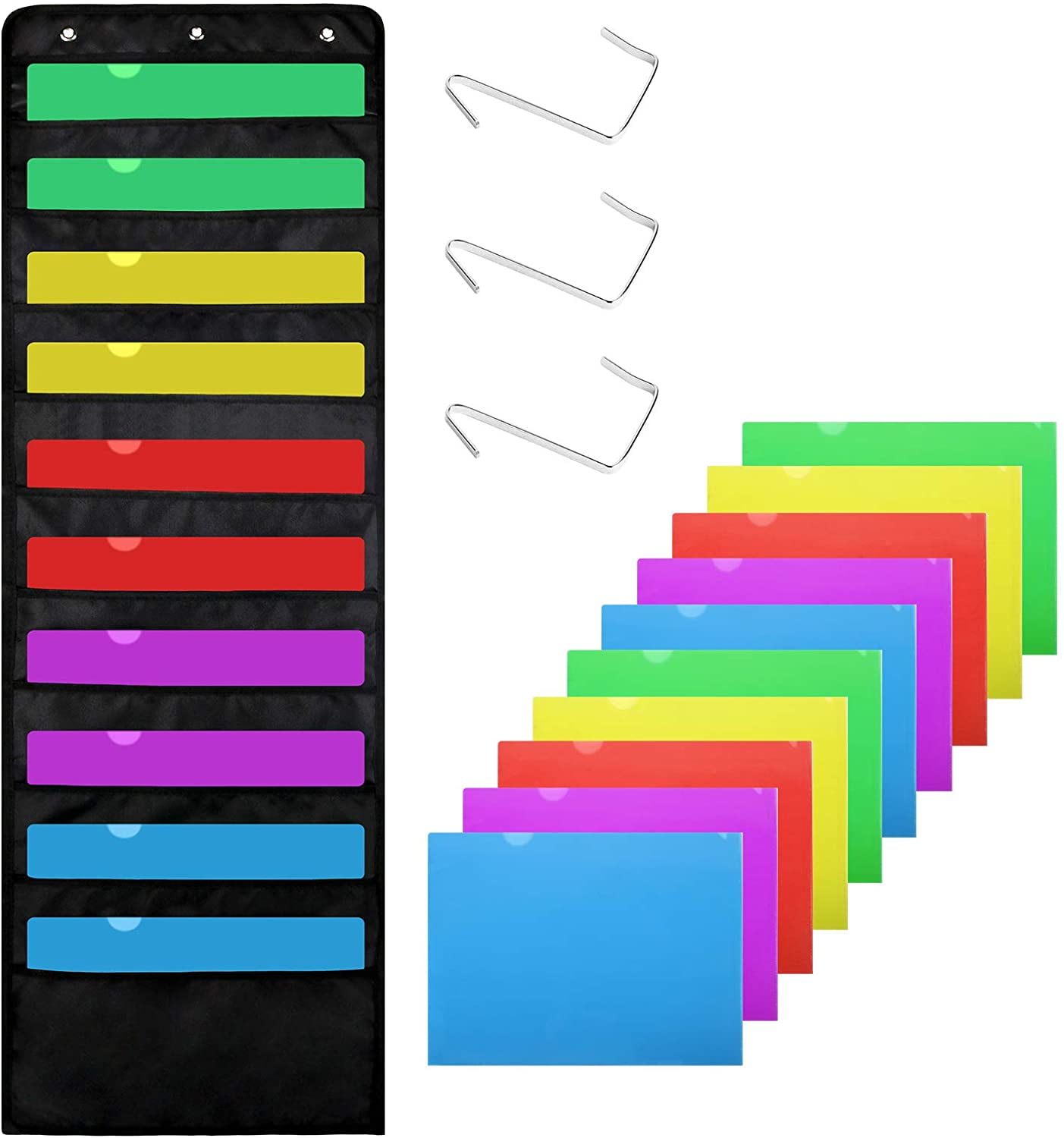 Premium Hanging File Folders,10 Pockets,10 Folders, Wall Mount Storage ...