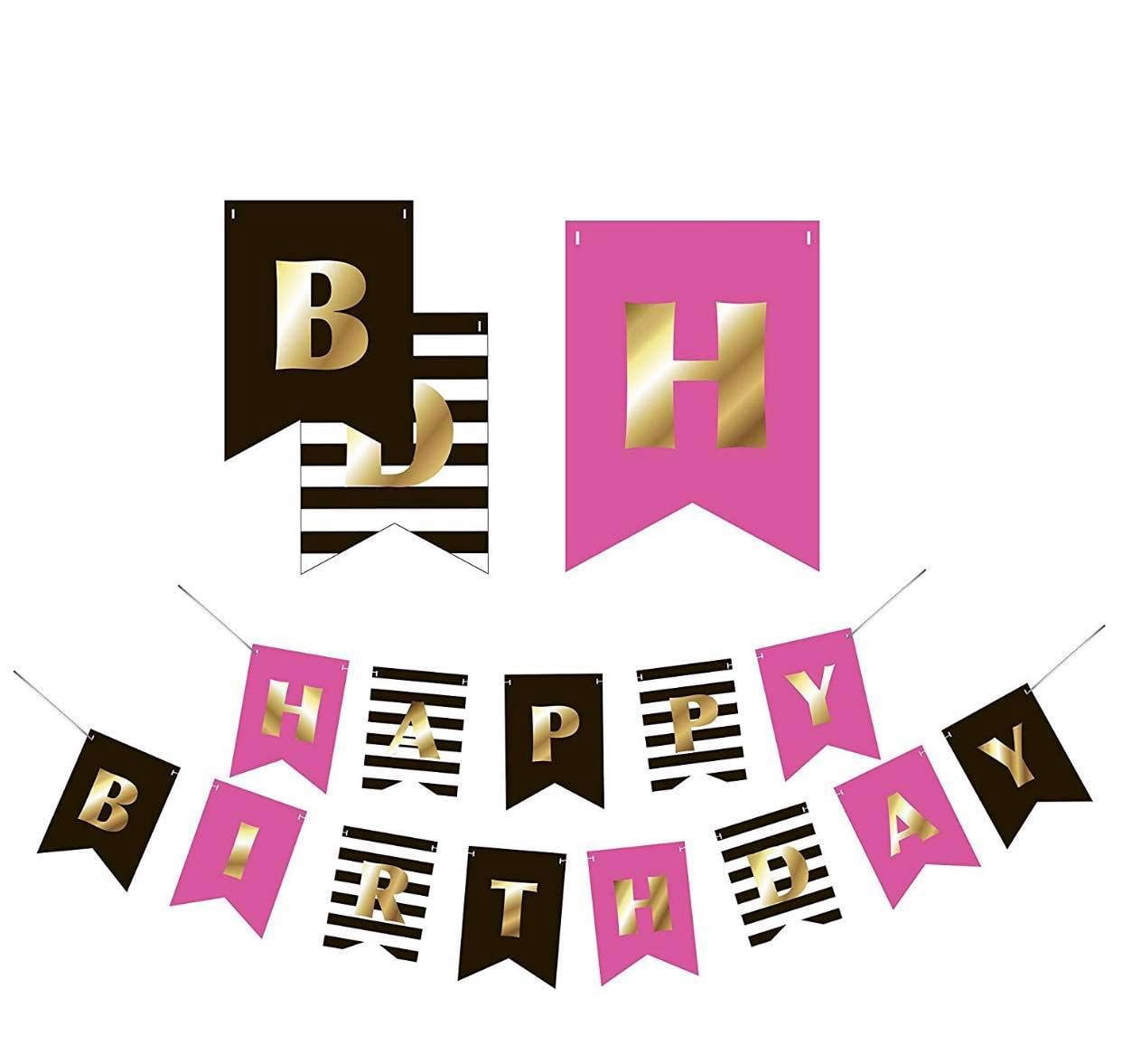 Premium Happy Birthday Banner CI30 Party Decorations | Bunting Hot Pink ...