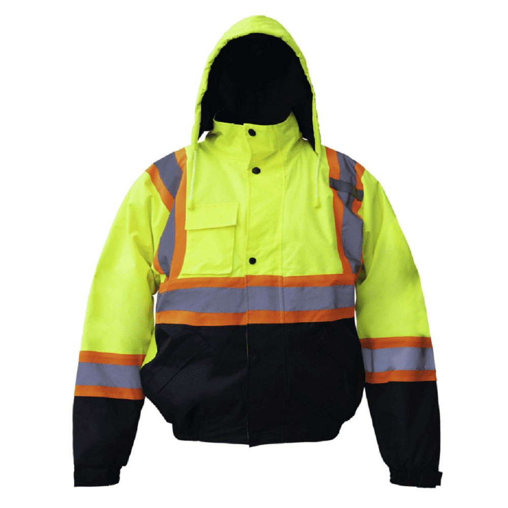 Premium Hi Vis Reflective Waterproof Safety Jacket with Hood, Zipper ...