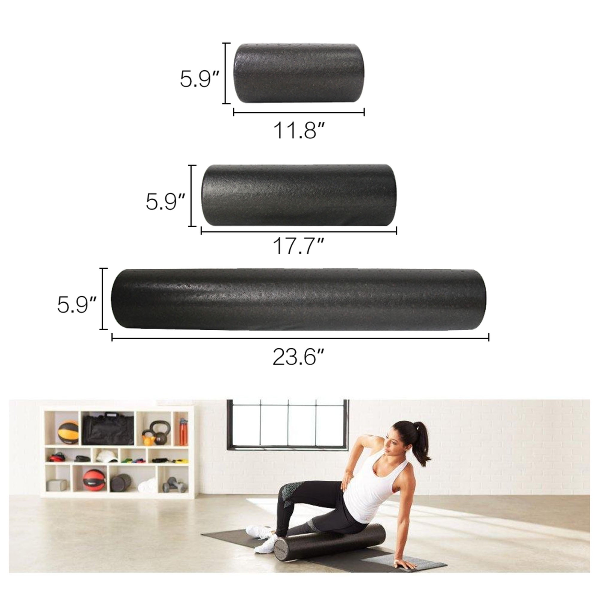 Premium High Density Foam Roller 18"x6" Physical Therapy Exercise Deep ...