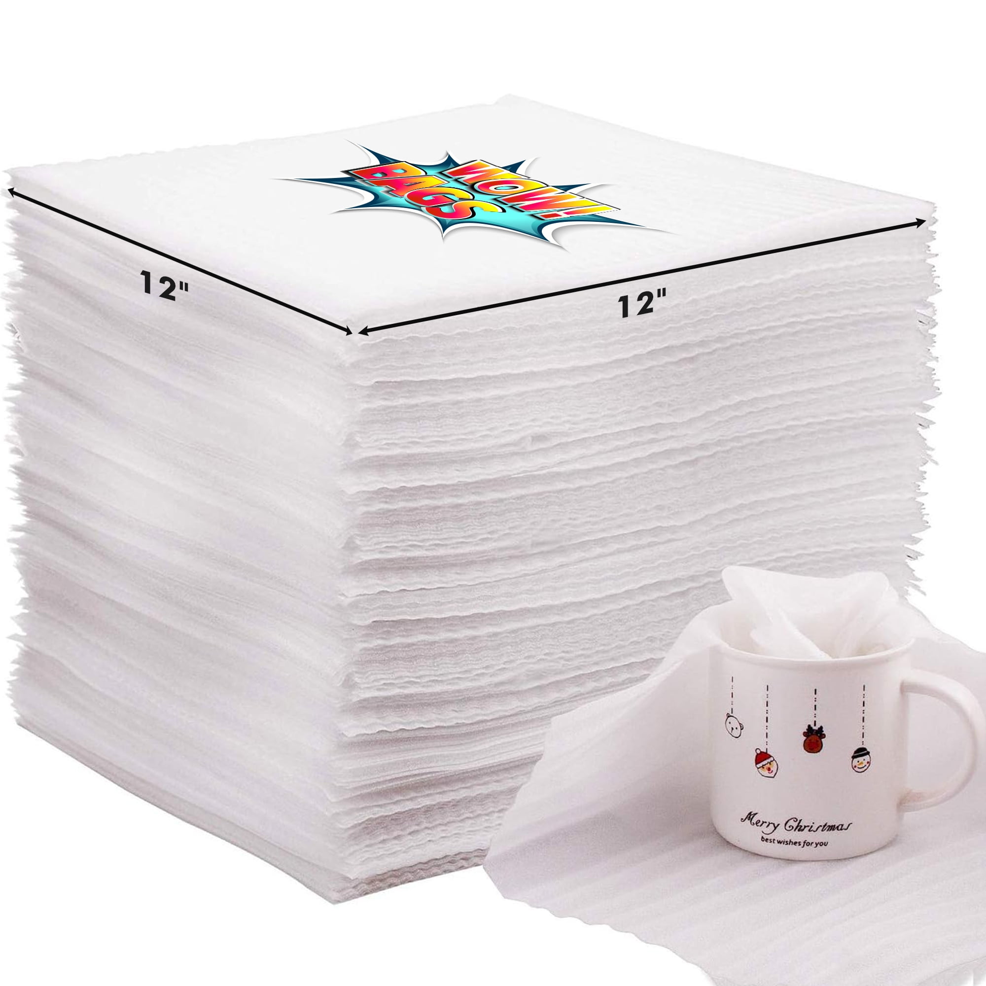 "WOW Bags Premium Cushion Foam Wrap Sheets, 12x12"" 1/8"" Thick, 50 ...