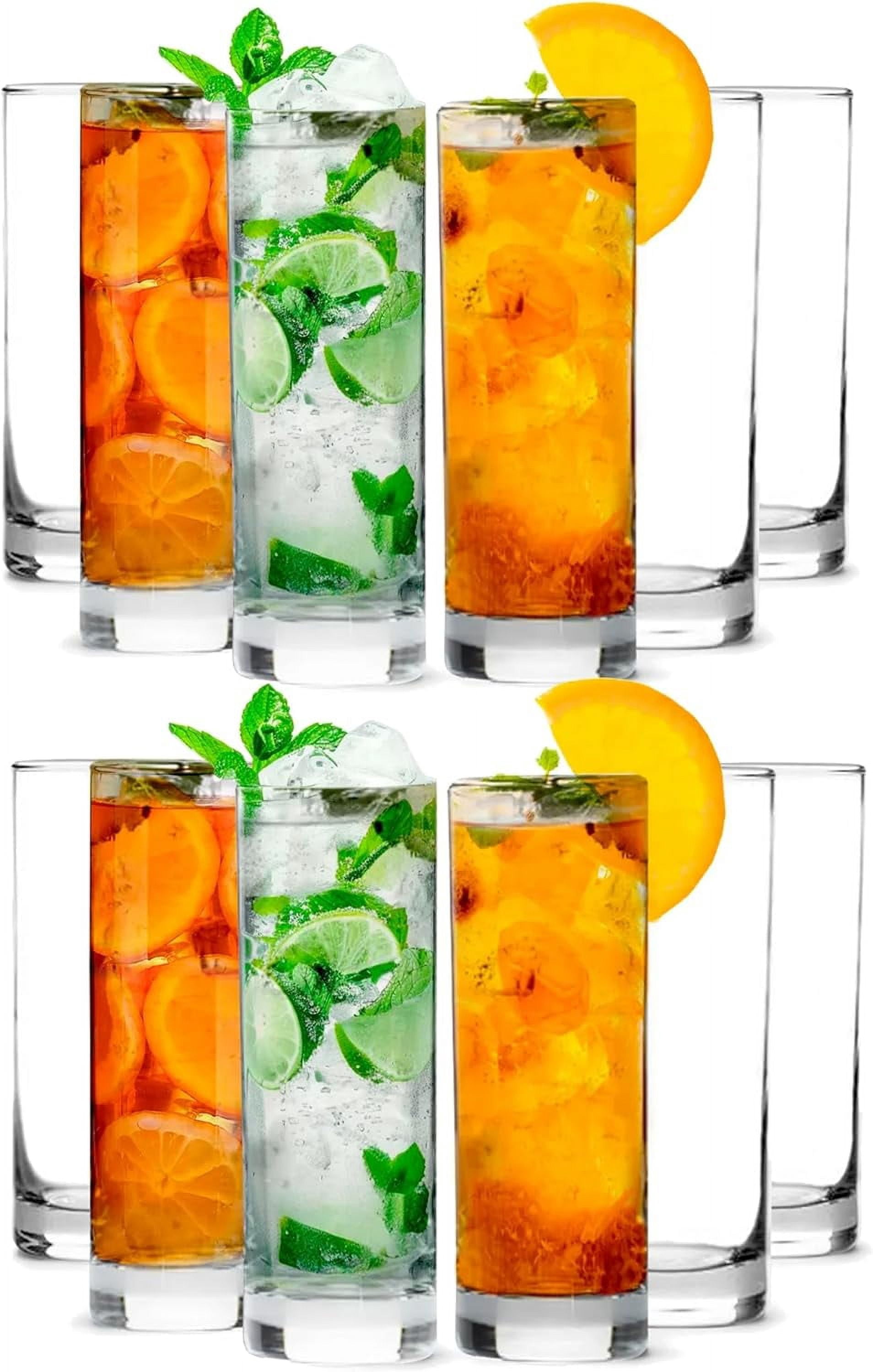 Premium Highball 12oz Glass Set - Elegant Tom Collins Glasses Set of 6 ...