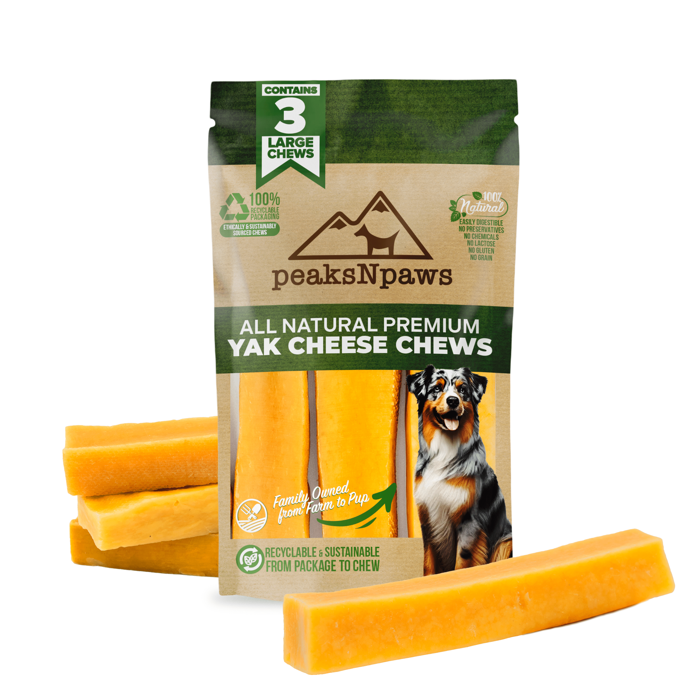 Premium Himalayan Yak Milk Dog Chews by peaksNpaws Large Dog Value Pack ...
