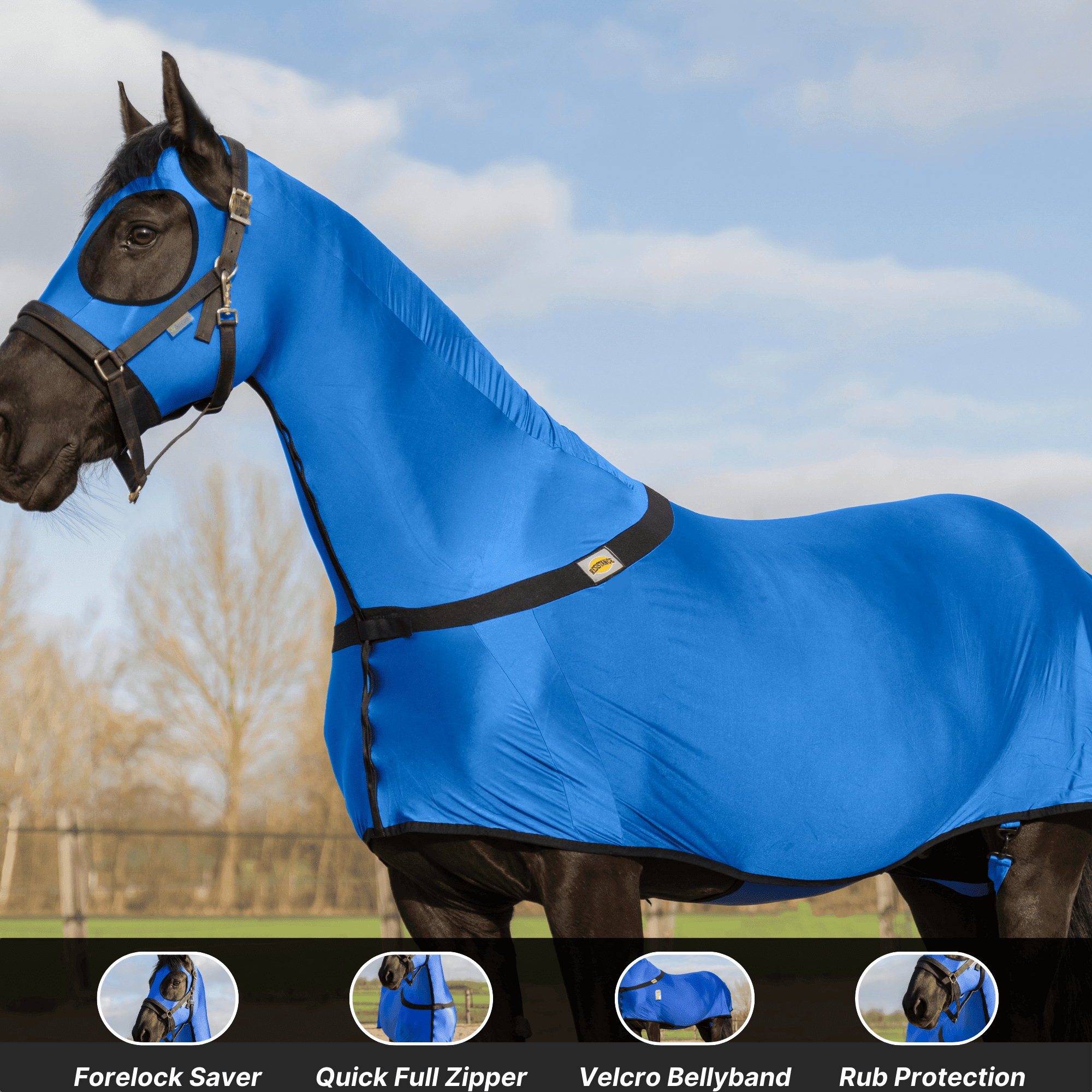 Premium Horse Full Body Slinky with Full Zipper Face and Forelock Saver ...