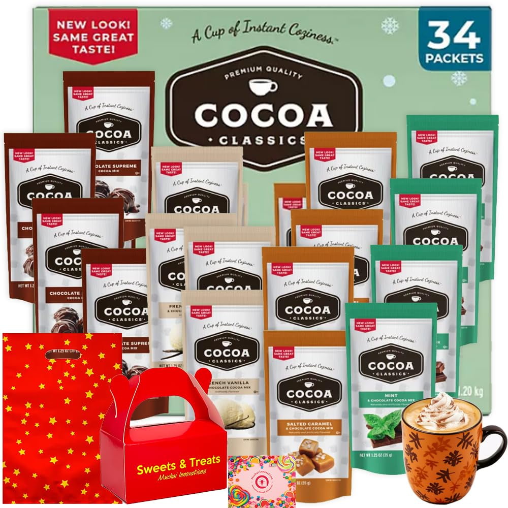 Premium Hot Chocolate Cocoa Variety Gift Set | Flavored French Vanilla, Salted Caramel, Mint ...