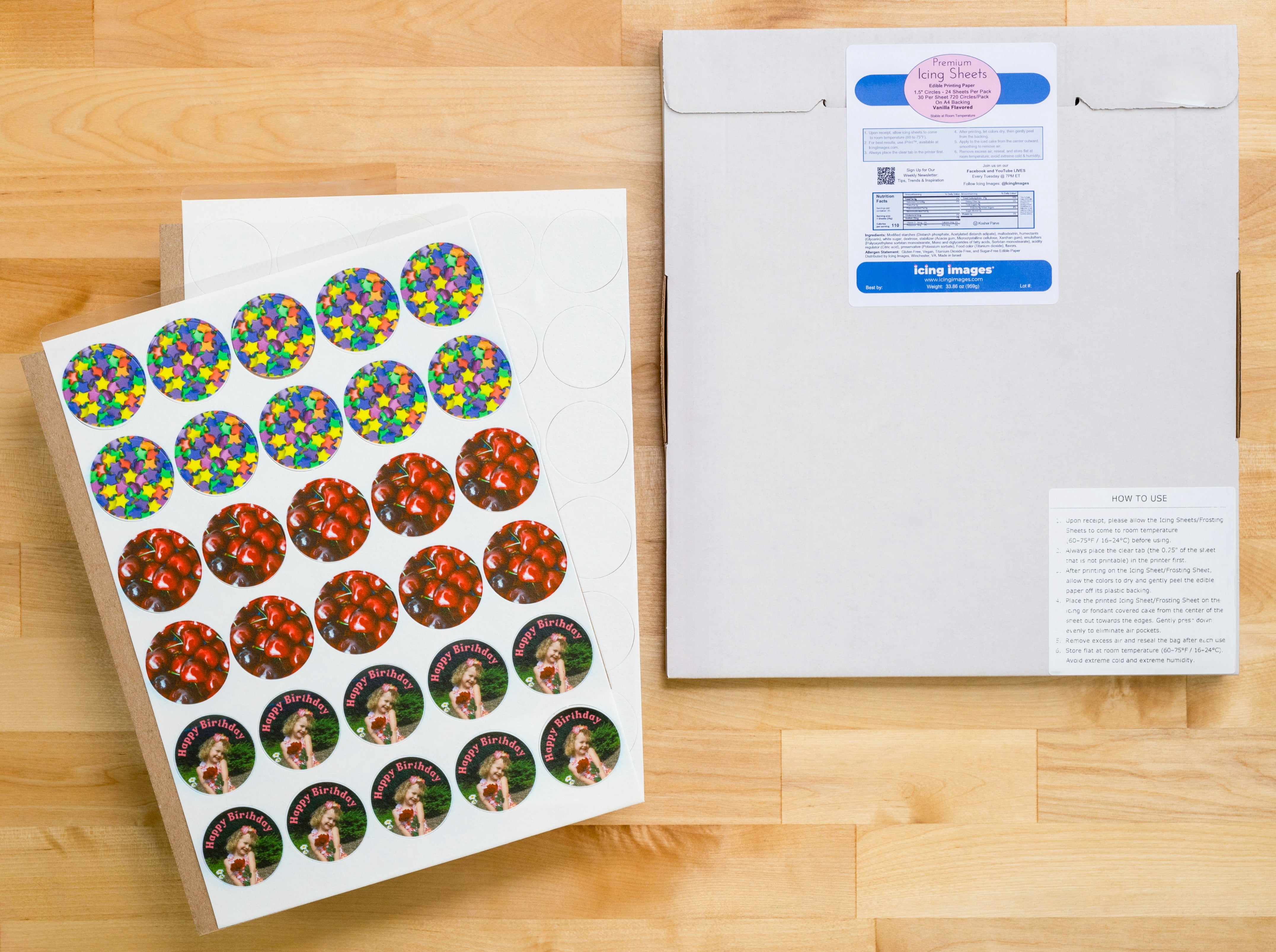 Premium Icing Sheets (vanilla) - 1.5" Precut Circles - White - 24 ...