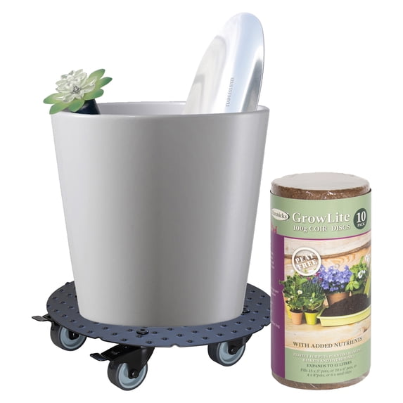 Premium Indoor Planting Kit – 5-Piece Set with 11″ Ceramic Pot, Rolling ...