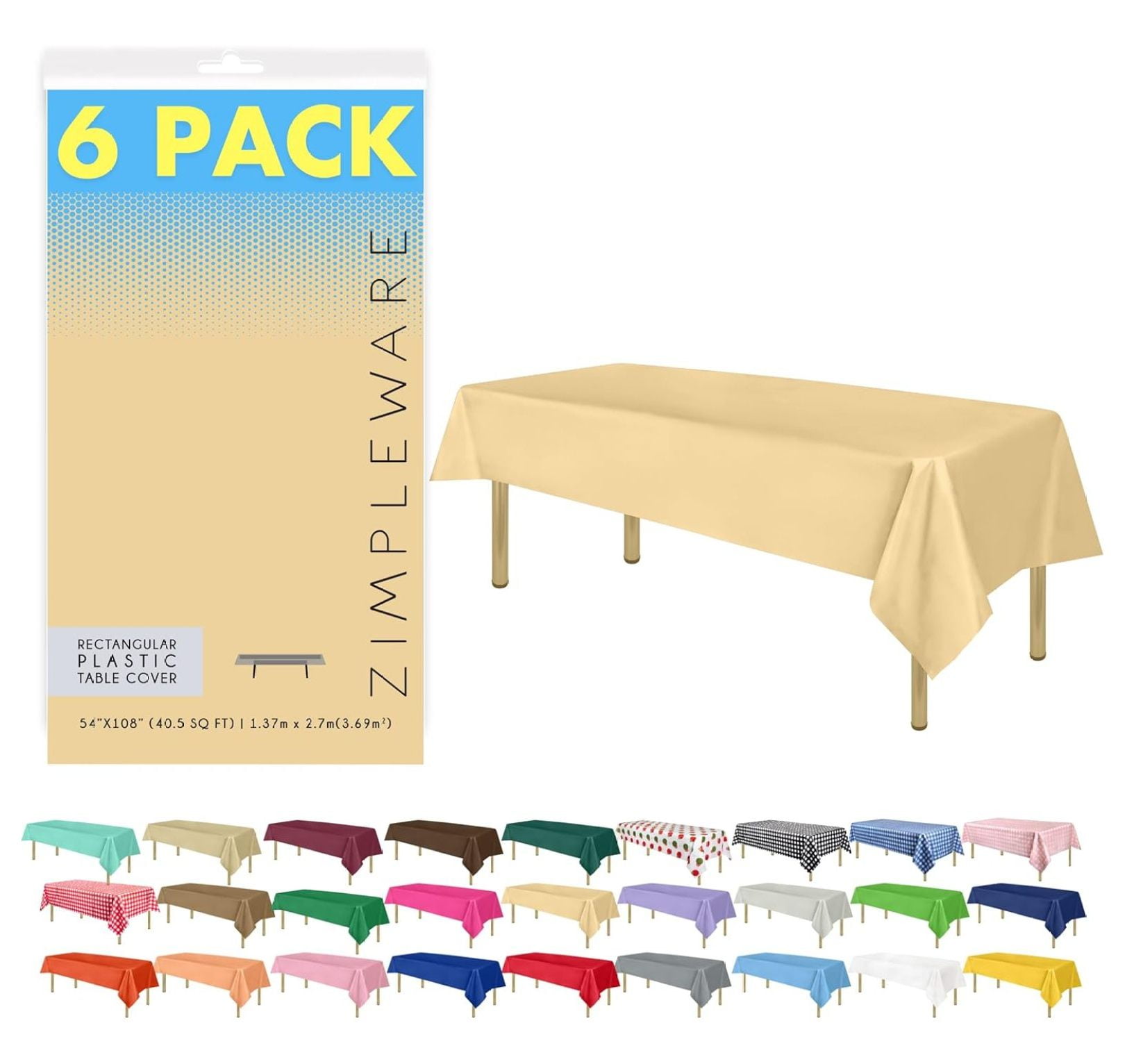 Premium Ivory Plastic Table Cloth Disposable (6 Pk) Plastic Tablecloths ...