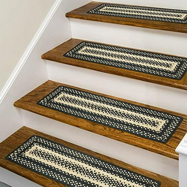 Premium Jute Stair Tread 8" X 28" (Set Of 13) Rectangular Black ...