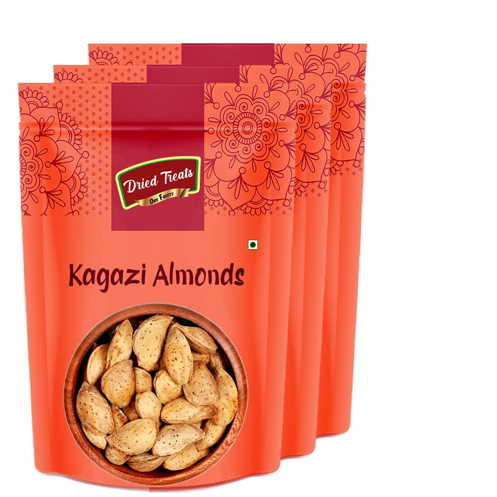 Premium Kagzi Almonds By Dried Treats 750gm, (250gm * Pack Of 3) | Rich ...
