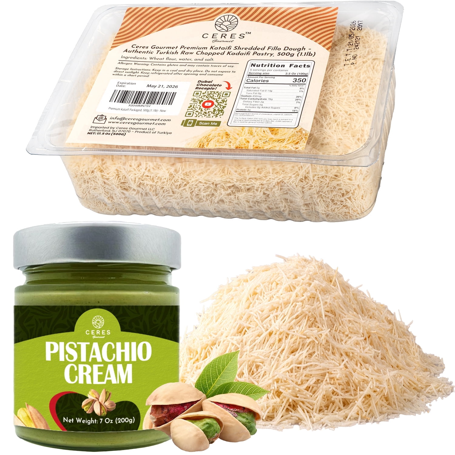 Premium Kataifi Shredded Fillo Dough & Pistachio Butter Spread Bundle ...