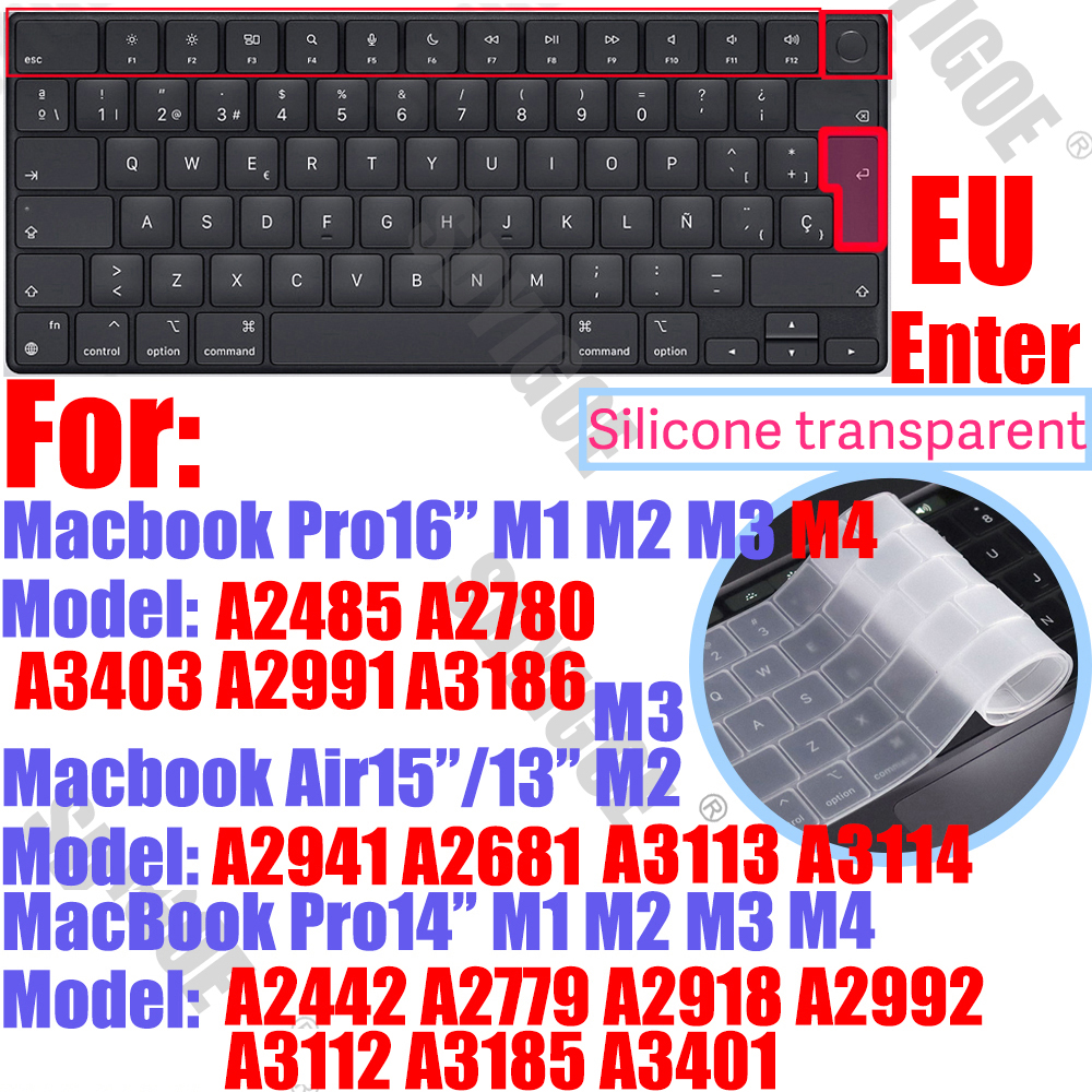 Premium Keyboard Cover for MacBook Air 15" 13.6â€œ A2941 A2681 Pro 14 ...