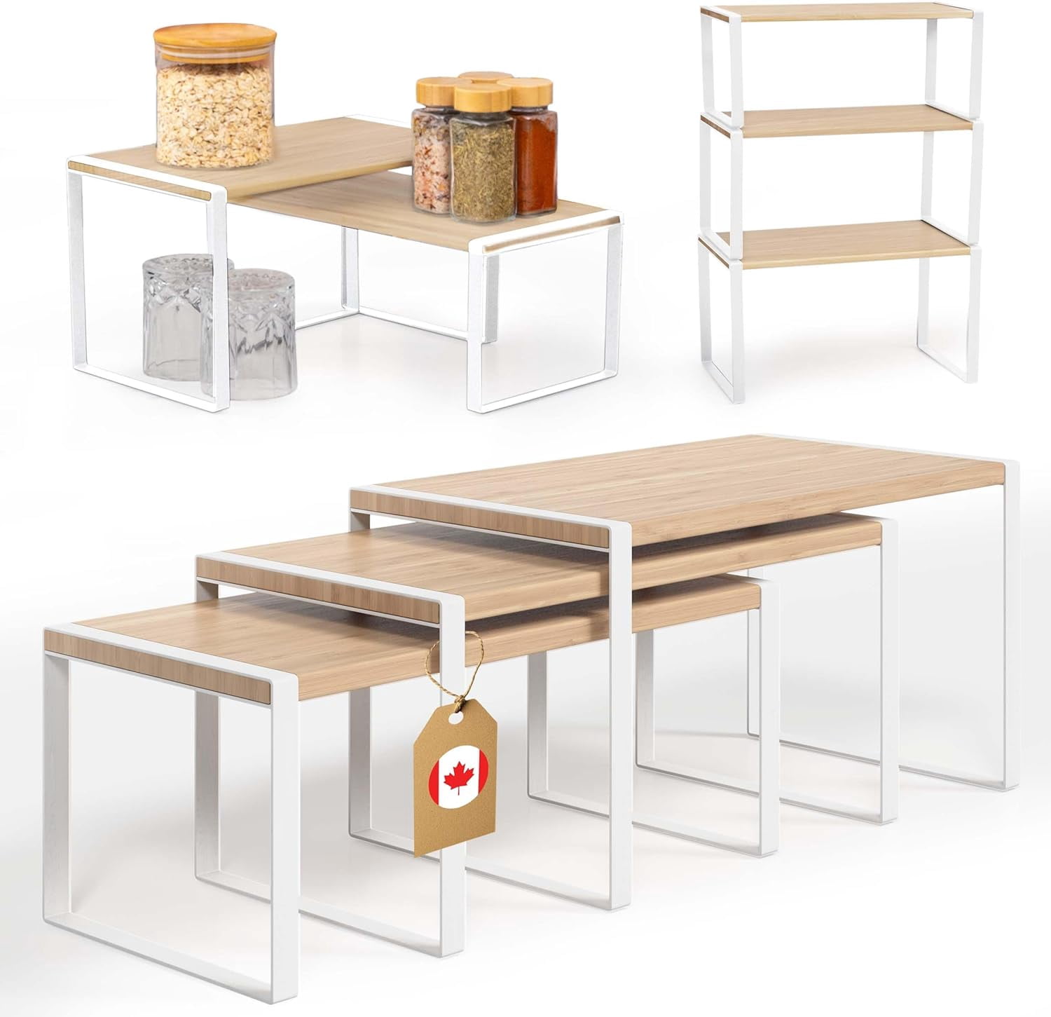 Premium Kitchen Cabinet Organizer Shelf - Set of 3 Kitchen Counter ...