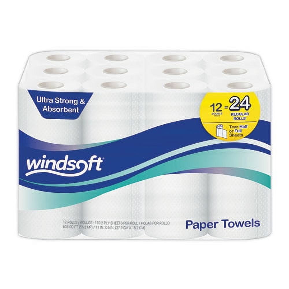 Premium Kitchen Roll Towels, 2 Ply, 11 X 6, White, 110/roll, 12 Rolls ...