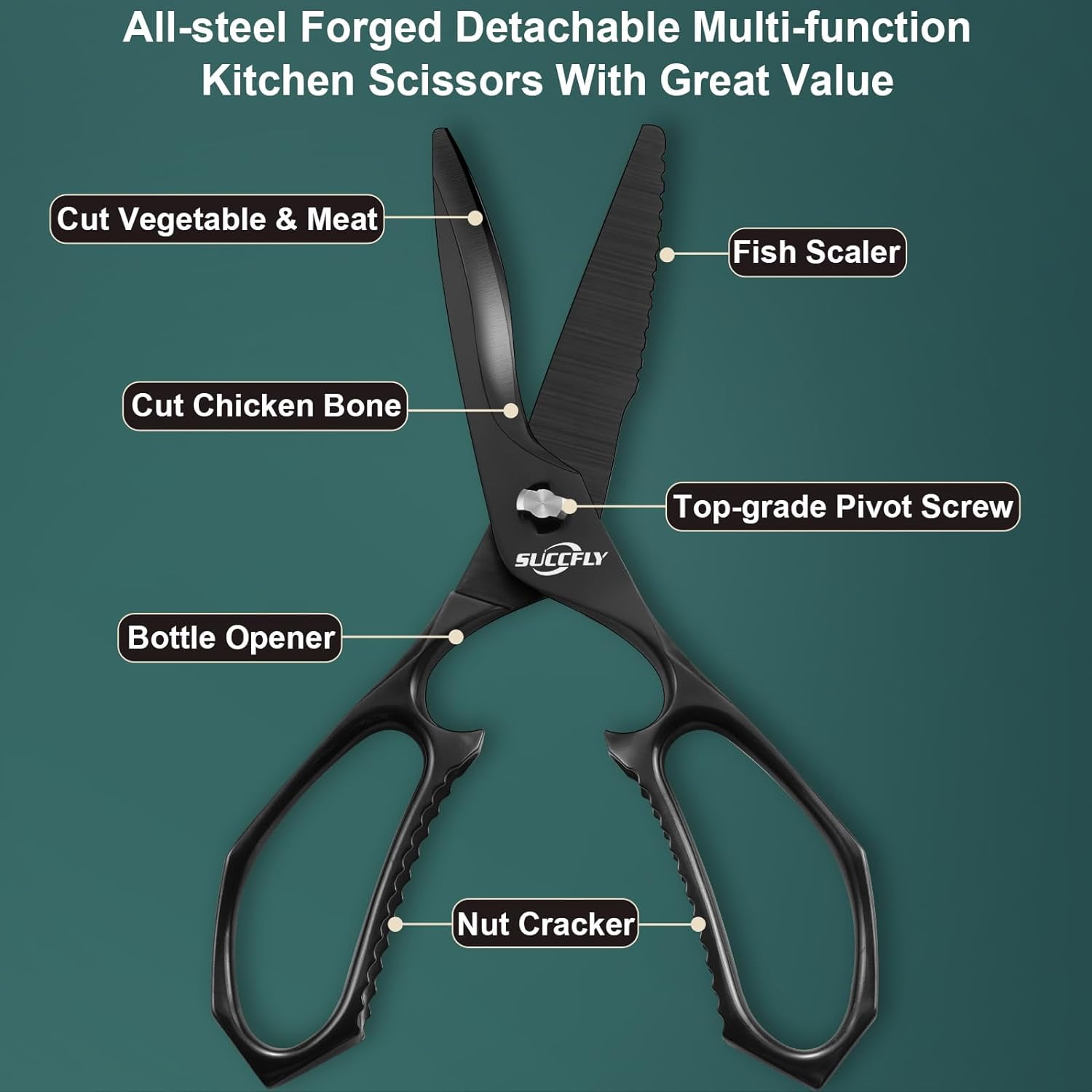 Premium Kitchen Tool Kit - Heavy Duty Detachable Kitchen Scissors + I ...