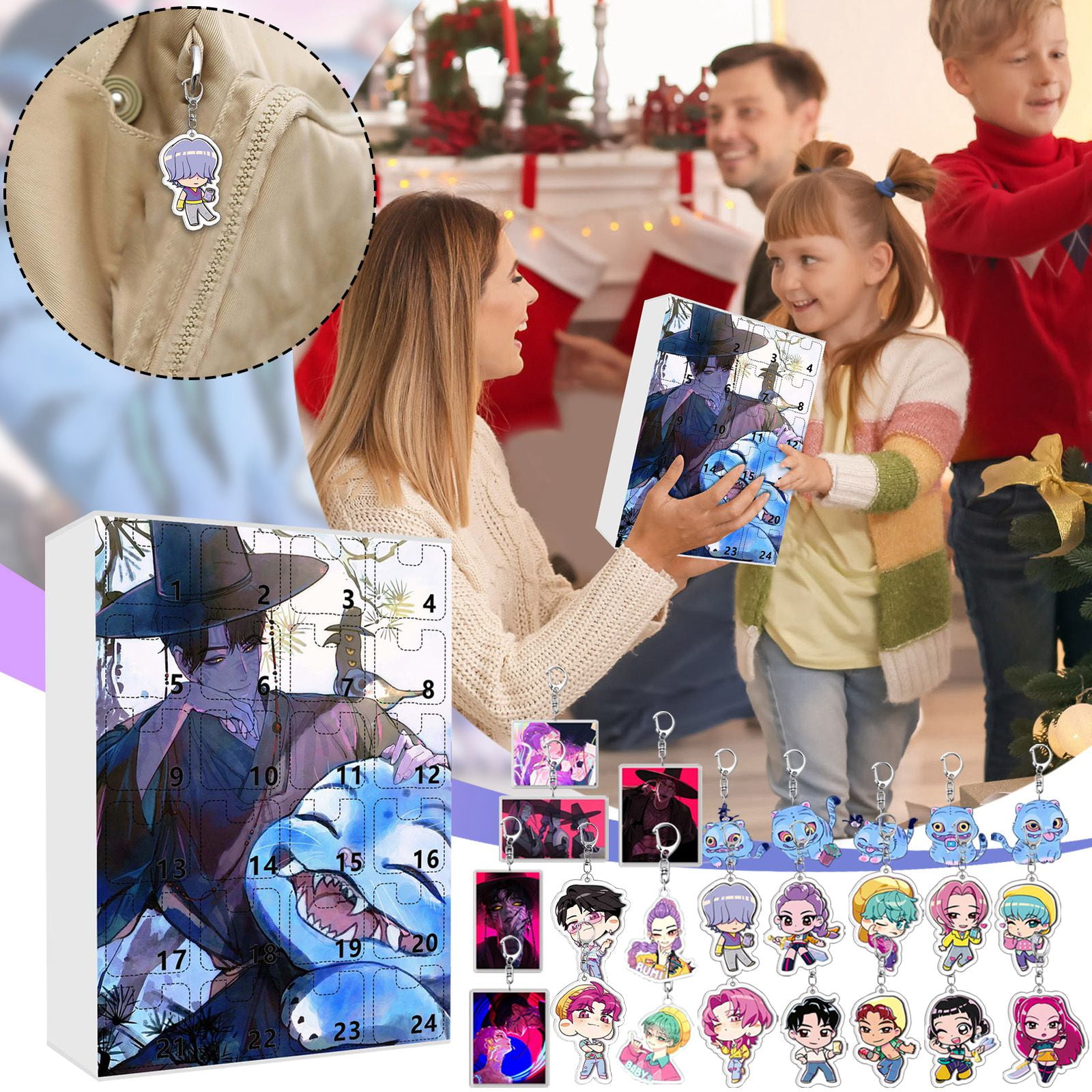 Premium Kpop Demon Hunters Advent Calendar with 24 Keychain ...